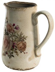 Béžový keramický dekorační džbán s růžemi Roses I – 1500 ml