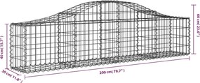 Klenutý gabionový koš 200 x 30 x 40/60 cm pozinkované železo 153382