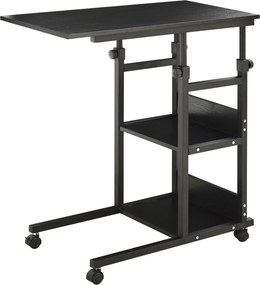 HOMCOM Stolek se Společkami 80x40 cm C-Formovaný Pohovkový Stolek s Nastavitelnou Výškou 3 Úrovně 72-82 cm Kovový Rám pro Obývací Pokoj a Kuchyni Čer…