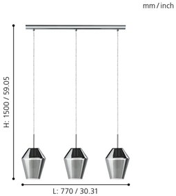 Eglo 96774 - Závěsné svítidlo MURMILLO 3xE27/28W/230V