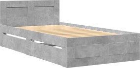 Rám postele s čelem betonově šedý 75 x 190 cm kompozitní dřevo 3295621