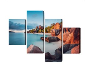 Vícedílný obraz Pláž Na Seychelách Nedostatek Nedostatek Plátno Canvas 80x50