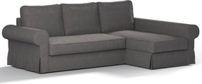 Potah na pohovku IKEA Backabro rozkládací se šezlongem barva šedá látka pletený vzor