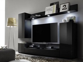 Casarredo - Komfort nábytek Obývací stěna, sestava LINE 1 černá/černý lesk