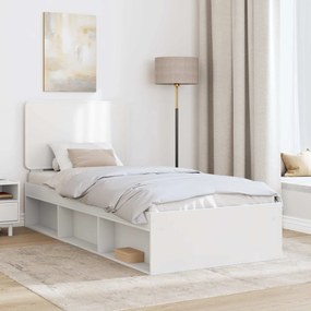 Rám postele s čelo Bílá 100 x 200 cm Masivní borové dřevo 3412524