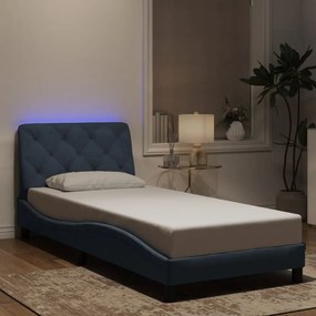 Rám postele s LED bez matrace tmavě šedý 90 x 190 cm samet 3213826