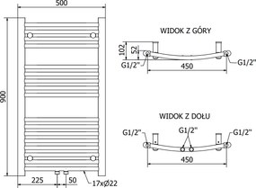 Mexen Ares, elektrické topné těleso 900 x 500 mm, 400 W, bílá, W102-5900-500-6400-20