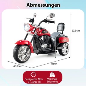 Costway 6 V Dětský elektrický motocykl s nastavitelnými světlomety a – červený