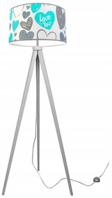 Dětská stojací lampa Heart, 1x bílé textilní stínítko se vzororem, (výběr ze 2 barev konstrukce), b