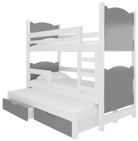 Patrová postel pro tři osoby s matracemi LETICIA Hlavní barva: Bílá, Další barva: Růžová