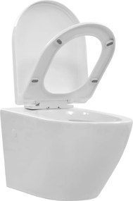 vidaXL Závěsné WC bez okraje keramické [145237] Barva: Bílá