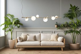 Toolight Toolight, stropní svítidlo 145cm 6xG9 APP1664-6CP, zlatá-bílá, OSW-05705