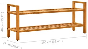 vidaXL Marketos Botník se 2 policemi 100 x 27 x 40 cm masivní dubové dřevo