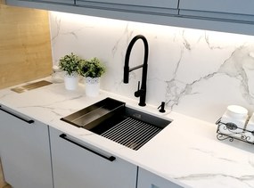 Laveo Pola, vysoká dřezová baterie s výlevkou ve tvaru U, černá matná, LAV-BAP_B78D