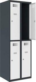 MALOW Šatní skříň dělená Sus 322 W šířka 600 mm [světle šedá, světle šedá, cylindrický zámek]