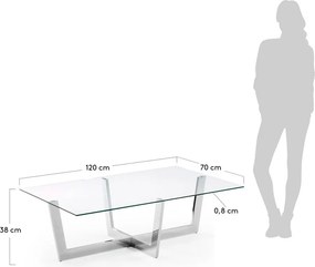 Konferenční stolek se skleněnou deskou ve stříbrné barvě 70x120 cm Plam – Kave Home