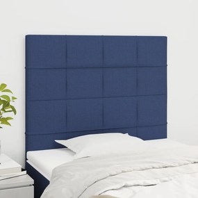 Čelo postele modré 100x5x118/128 cm látkové 3116328