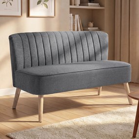 HOMCOM dvojsedák – kompaktní čalouněná pohovka v lněném vzhledu do obývacího pokoje, ložnice i menších prostor, šedá (117 × 56,5 × 77 cm)