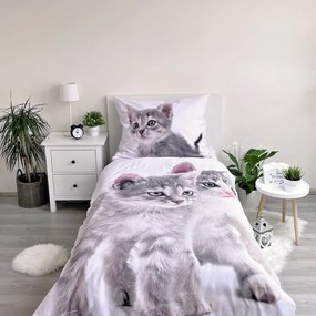 Bavlněné ložní povlečení Roztomilá koťátka - 100% bavlna - 70x90 cm + 140x200 cm