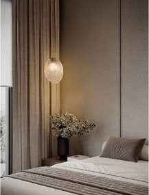 Ocelové LED závěsné svítidlo v mosazné barvě se skleněným stínidlem Shelina – Nova Luce