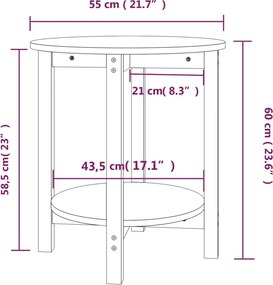 vidaXL Konferenční stolek Ø 55 x 60 cm masivní borové dřevo [822355] Barva: Černá