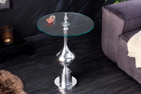 Odkládací stolek Abstract 65cm stříbrná skleněná deska/ 42227