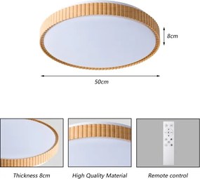 Brilagi-LED Stm. strop. sv. CORVO LED/72W/230V 3000-6000K dek. dřeva pr.50 cm+DO