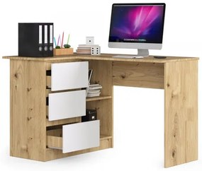 Počítačový stůl B16 levá - dub artisan/bílá