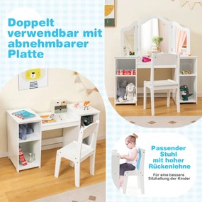 Costway Sada toaletního stolku a židle pro děti 2-in-1 Princezna toaletní sada