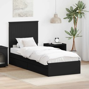 Postel s úložným prostorem Černá 75 x 190 cm Kompozitní dřevo 3411258