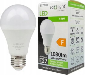 LED žárovka E27 12W 1080lm 3000K teplá bílá světla WW Eco Light