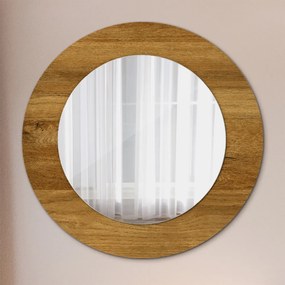 Kulaté dekorativní zrcadlo Rustikální dub fi 50 cm