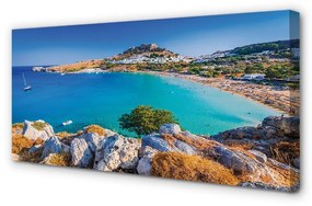 Obrazy na plátně Řecko pobřeží beach panorama 140x70 cm