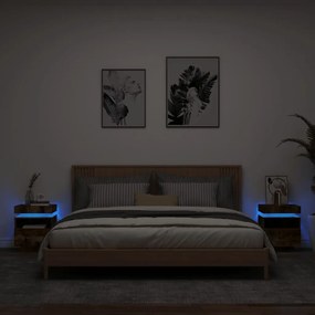 Noční stolky s LED osvětlením 2 ks kouřový dub 40x39x48,5 cm