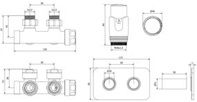 Mexen G00, úhlová termostatická souprava s hranatou krytkou, Duplex DN50, chromová, W907-900-910-01
