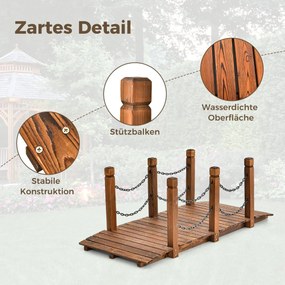 Costway Dřevěný most se zábradlím, zahradní most, nosnost do 120 kg, jezírkový