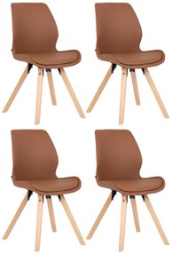 Jídelní židle Carnforth - 4 ks - umělá kůže | světle hnědé