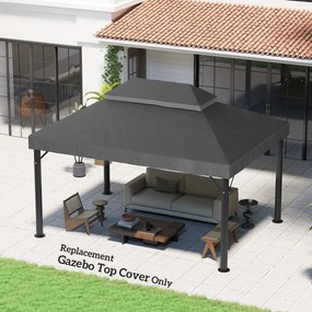 Náhradní stříška Outsunny pro altán 4 x 3m, dvojitá střecha s odtokovými otvory, vysoká hustota 370g/m² polyester, UPF30+ ochrana proti slunci, POUZE…