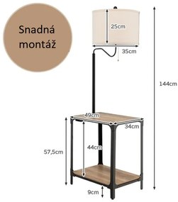 Costway Odkládací stolek se stolní lampou, hnědý EU10011DE
