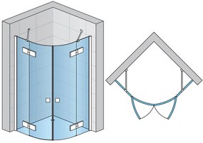 Ronal (Sanswiss) Ronal, ANNEA sprchový kout čtvrtkruhový 80×80 cm s dvoukřídlými dveřmi, ANR 55 080 50 07