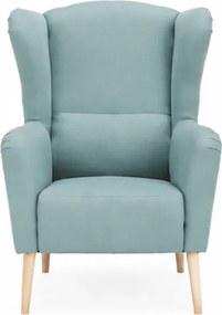 designové křeslo, ušák, látka mentolová/vzor, Tempo Kondela BELEK