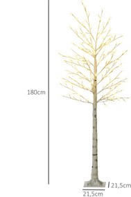 HOMCOM LED třešeň se 180 LED diodami 180 cm umělý stromek s osvětlením 3 úrovně jasu pro slavnostní vánoční výzdobu | Aosom.de