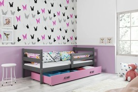 BMS Group Dětská postel Eryk 1 - Grafit/růžová - 190x80