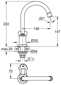 GROHE 20393001 - Stojánkový ventil COSTA L DN 15 lesklý chrom