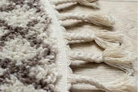 Dywany Łuszczów, Kusový koberec Berber Tanger B5940 cream and brown kruh, 120x120 (průměr) kruh, hnědá, obývací pokoj
