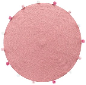 Růžový kulatý koberec ø 90 cm Pompomparty – douceur d'intérieur