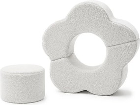 Bílé pěnové hřiště 3 ks z materiálu bouclé výška 27 cm 88x90 cm – Meowbaby