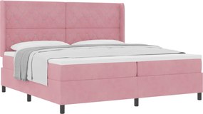 Postel s boxspringem s matrací s čelo Růžová 200 x 200 cm samet 3341977