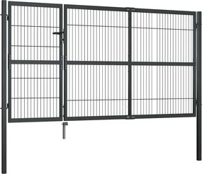 Zahradní brána se sloupky ocel 350 x 140 cm antracitová 144401