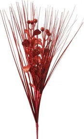 Vánoční červená umělá třpytivá větvička s bobulemi - 31*6*78 cm